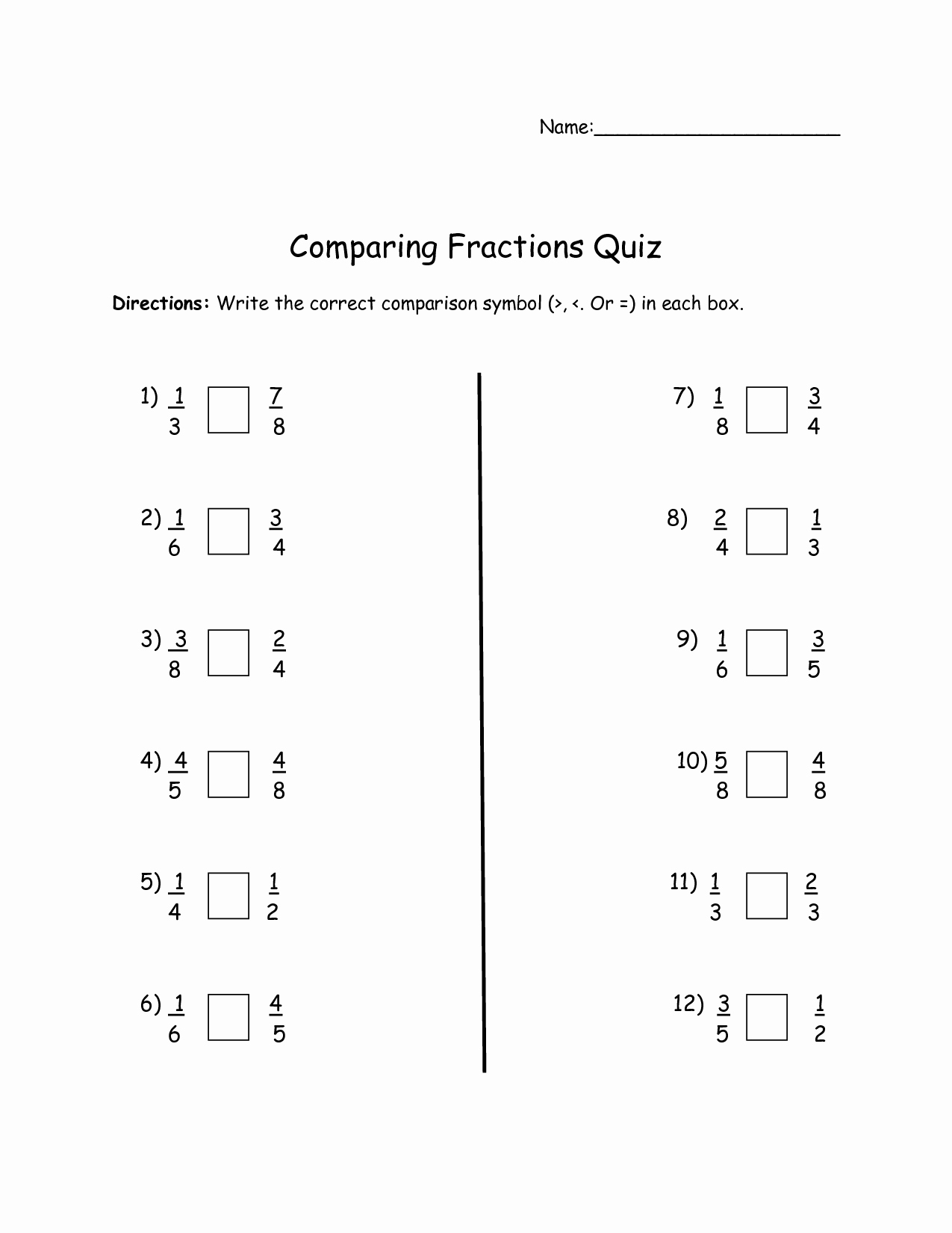 Get 30 Effectively Comparing Fractions Third Grade Worksheet Simple