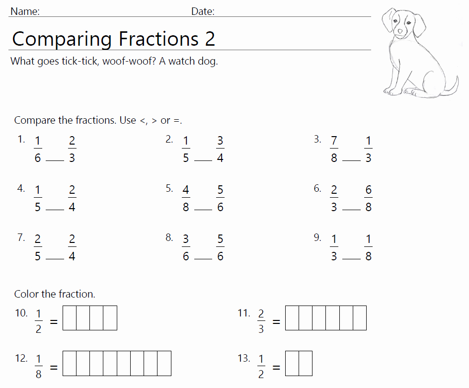 Get 30 Effectively Comparing Fractions Third Grade Worksheet Simple