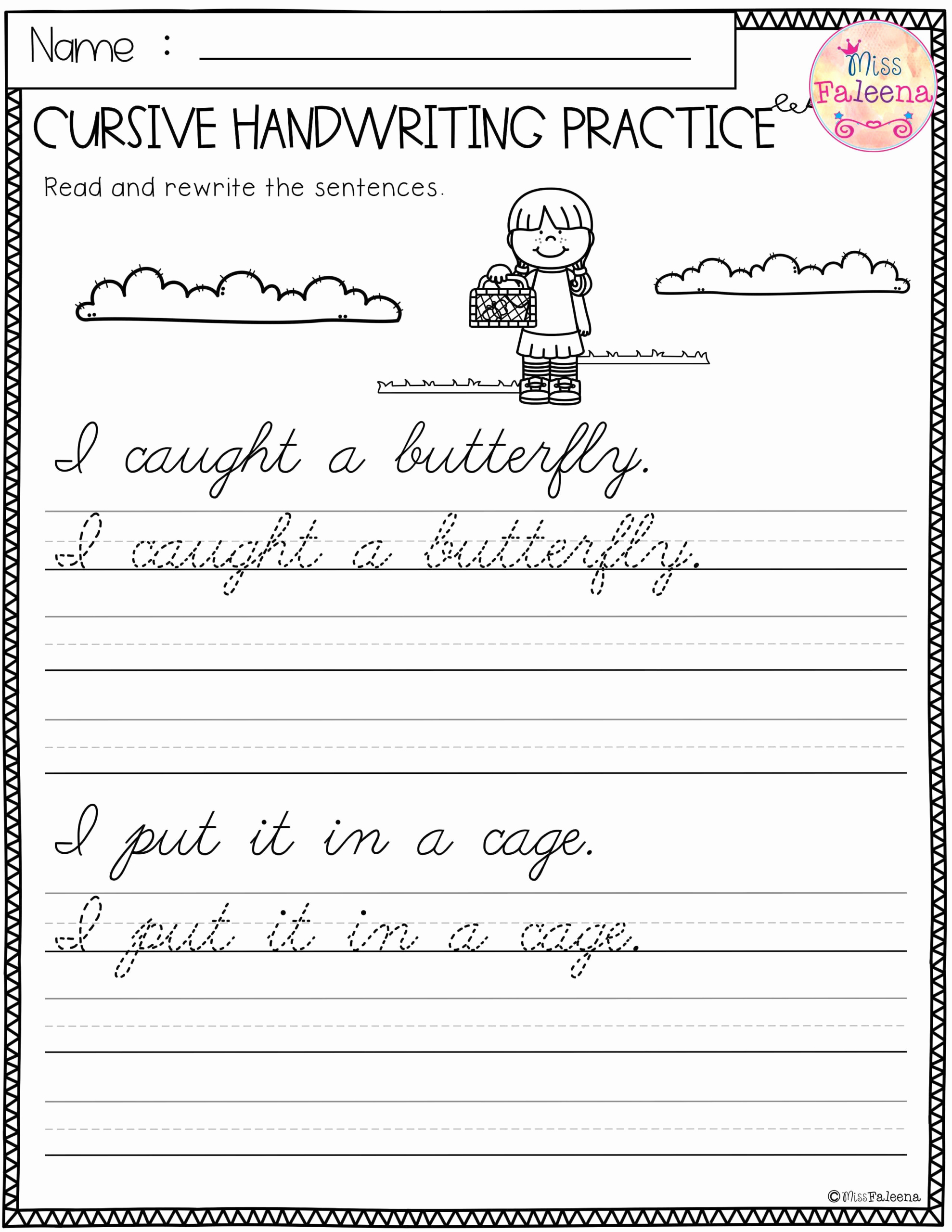 Cursive Sentences Worksheets Printable Awesome Cursive Writing