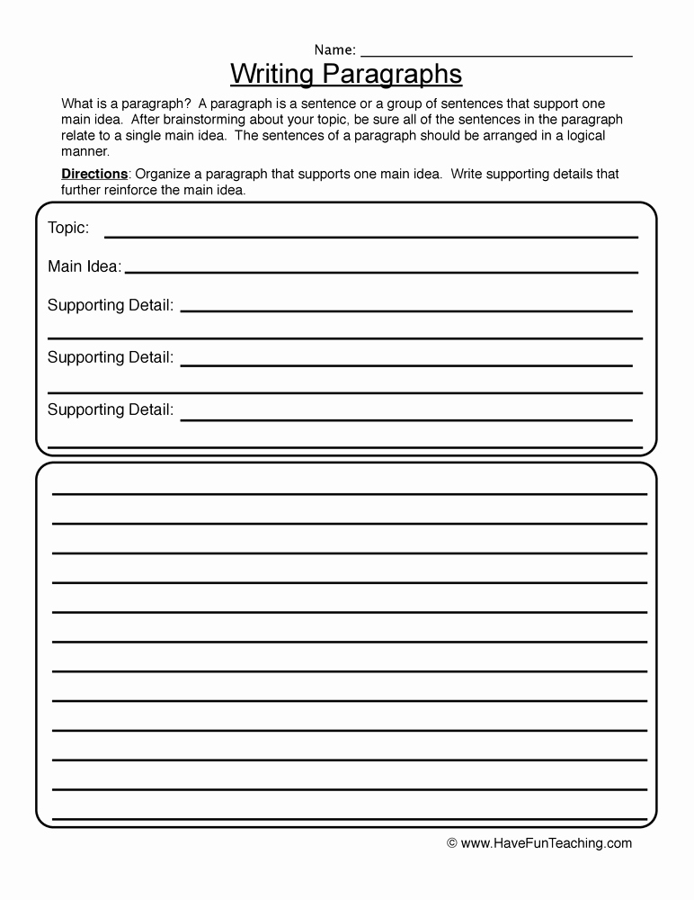 Teaching Paragraph Writing Worksheets