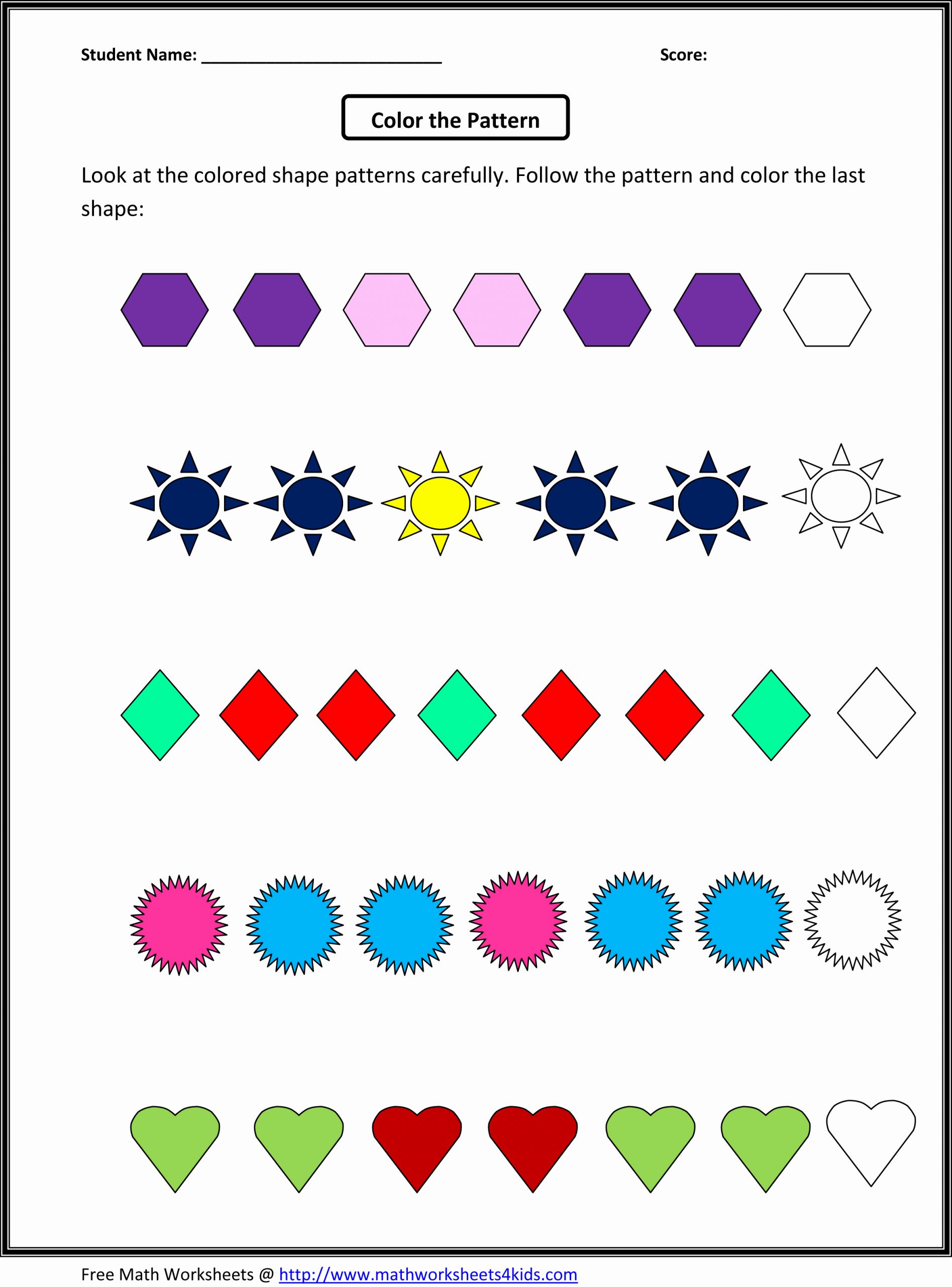 Geometric Shape Patterns Worksheet New Math Patterns Grade 4 Free