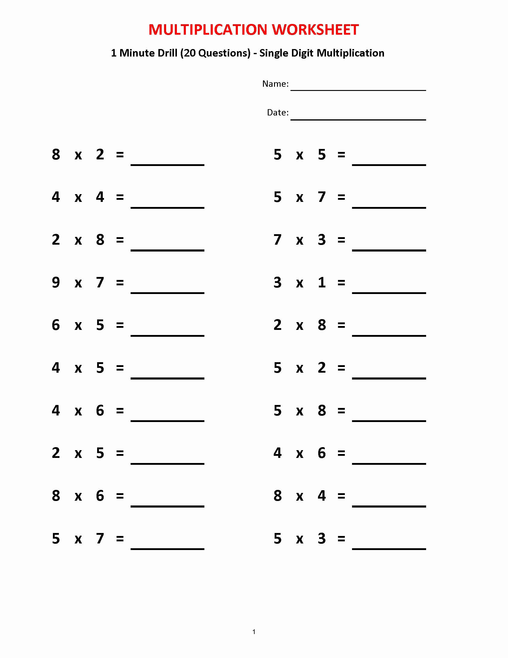 Printable Mad Minute Addition Timed Tests 6 Pages Kindergarten 1st 