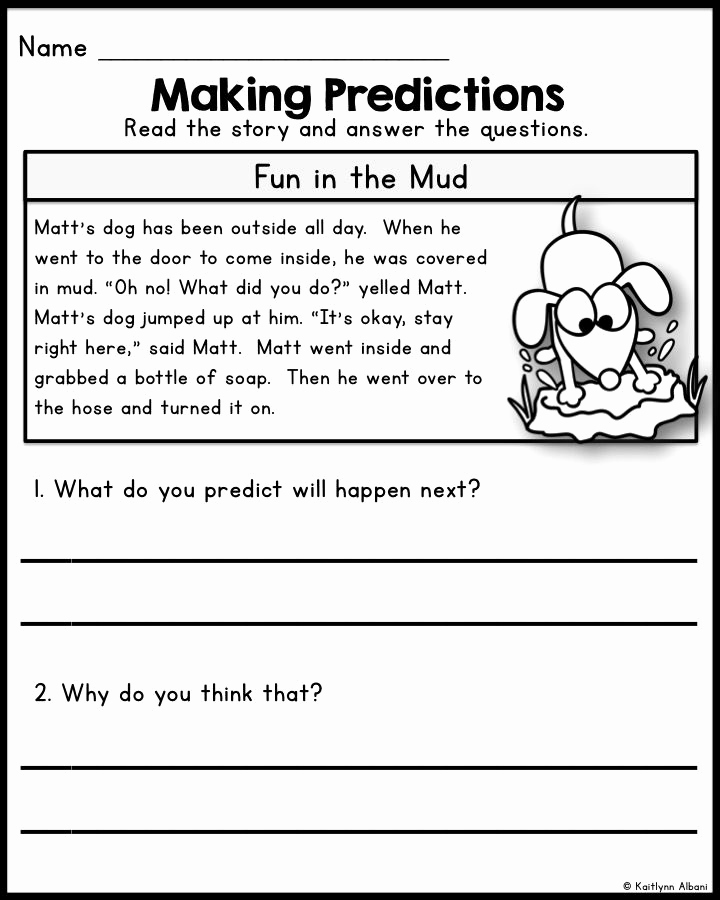 Predictions Worksheet 1st Grade