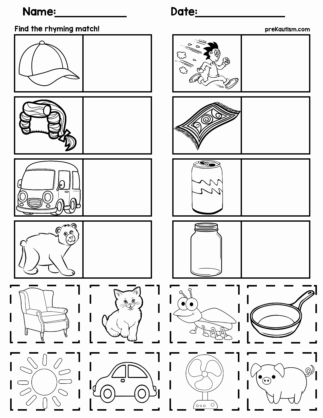 Rhyming Worksheets For Preschoolers Beautiful Matching Rhyming Words