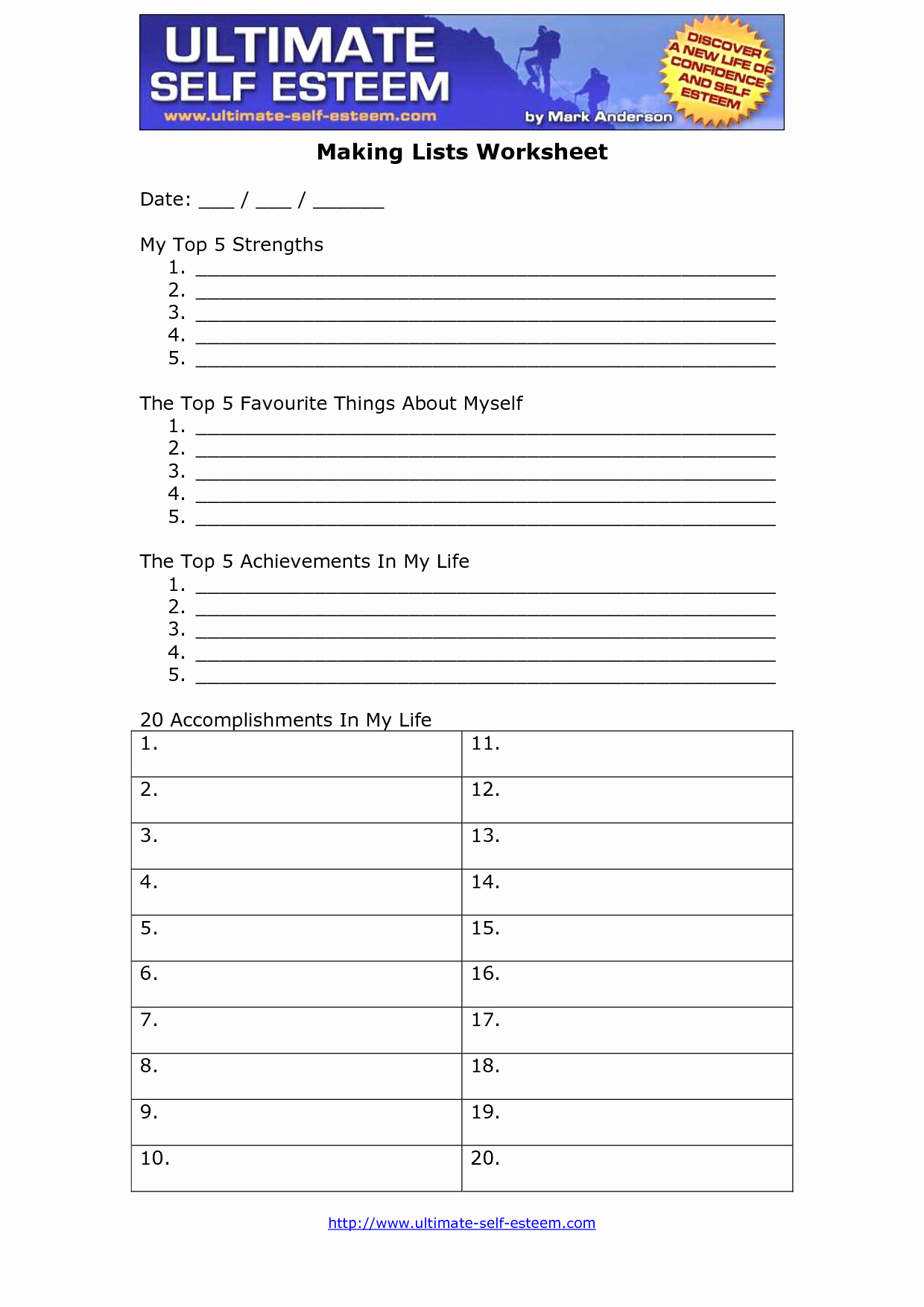 Tutorial 30 Effectively Self Esteem Activities Worksheets Simple
